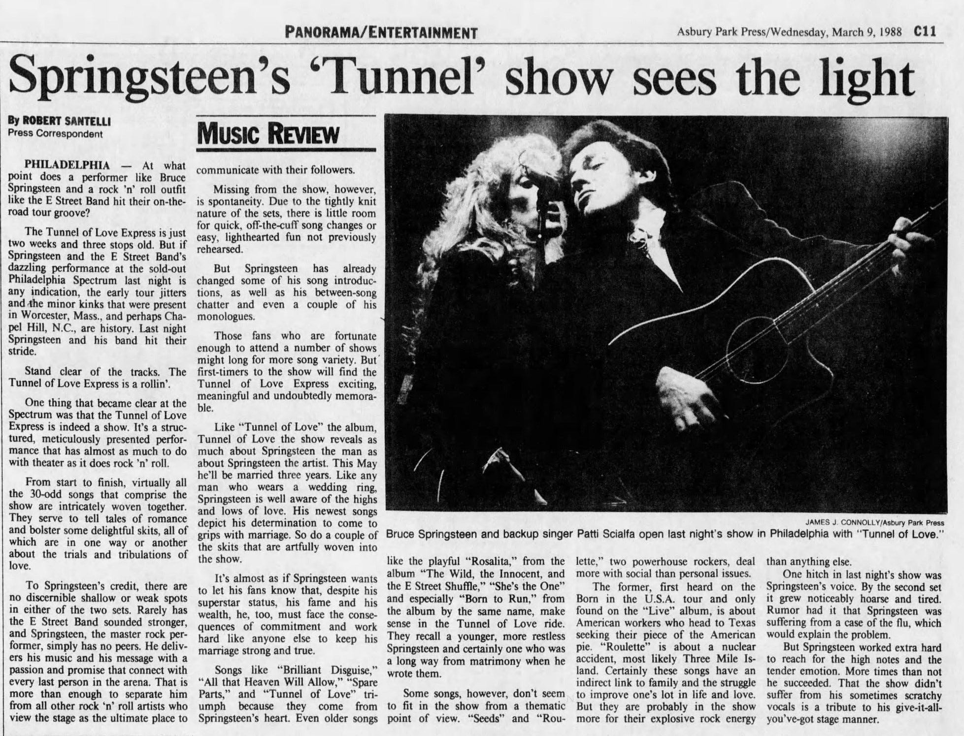 Bruce Springsteen's 'Tunnel' show sees the light in Philadelphia (1988)