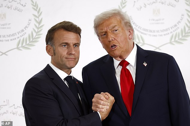 Trump and Macron continue ongoing handshake contest with bizarre 'arm ...