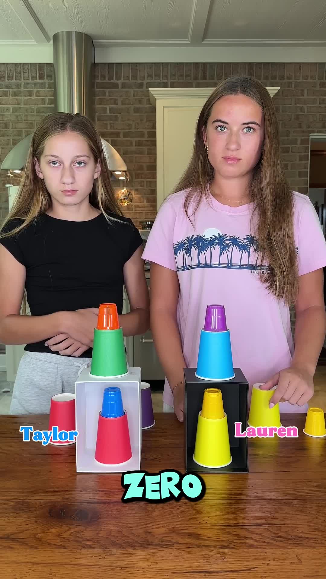 Stacking Duel: Sisters Go Head-to-Head