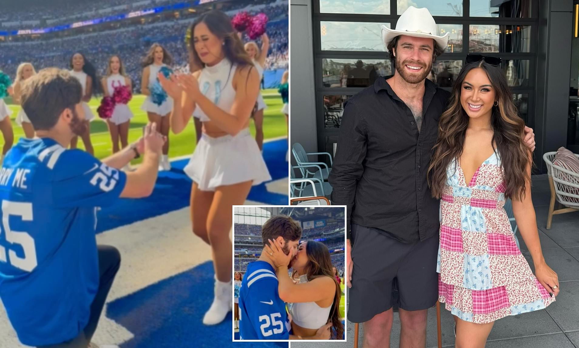 NFL cheerleader gets engaged mid-game after her boyfriend sneaks on the ...