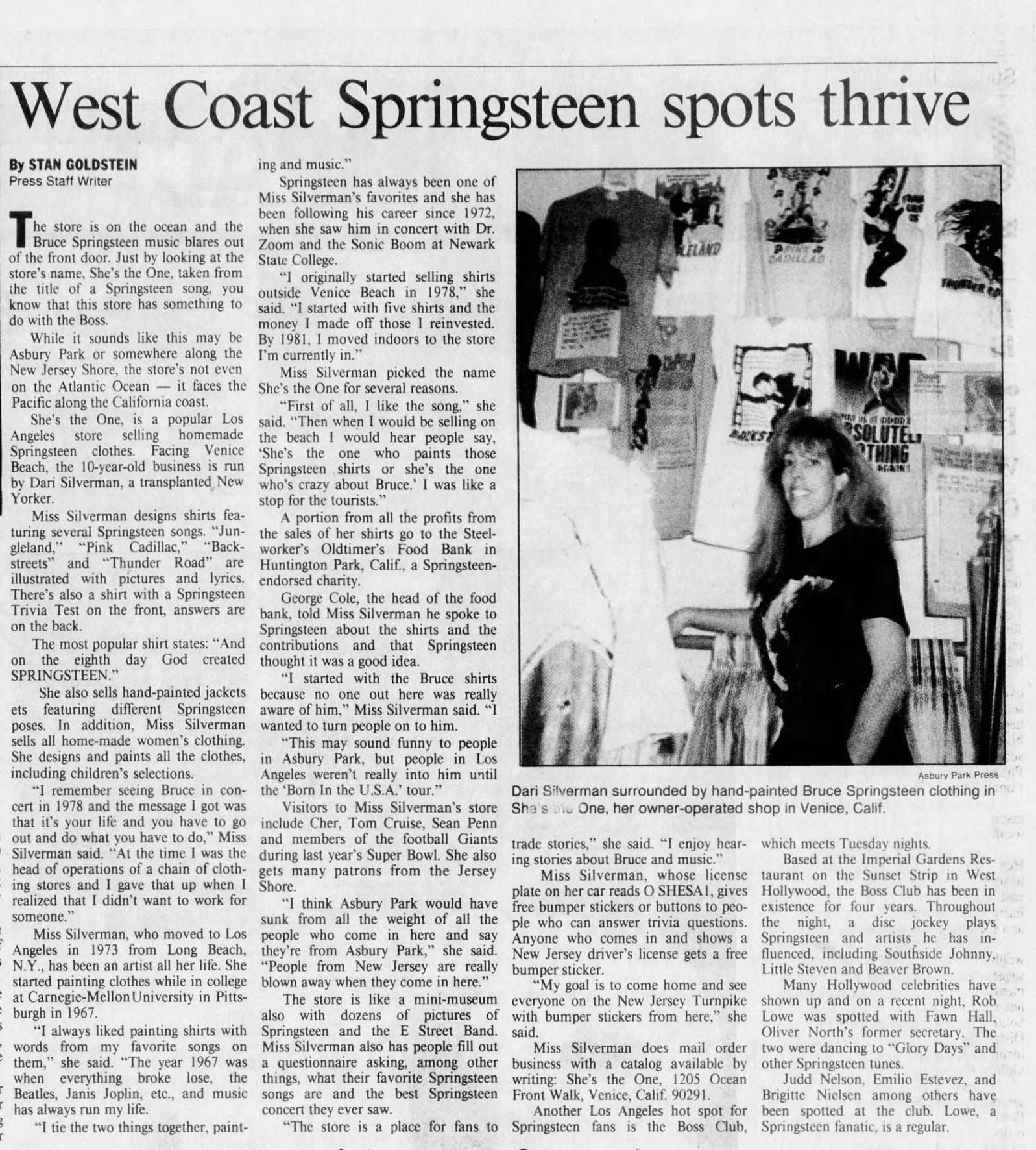 Bruce Springsteen spots in California thrive (1988)