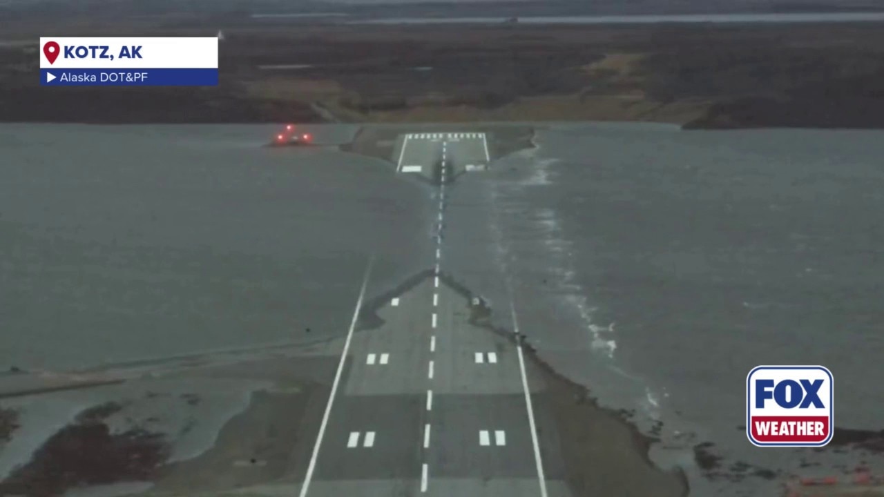 Flooding on Alaska runway after October coastal storm