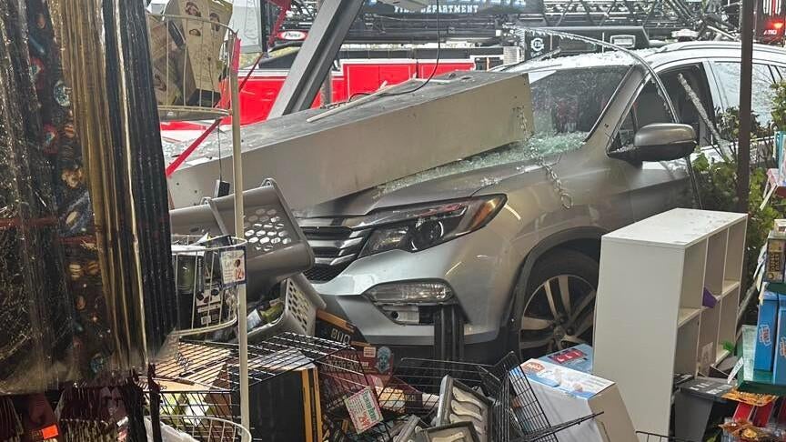Car crashes into American Science & Surplus store in Geneva, Illinois