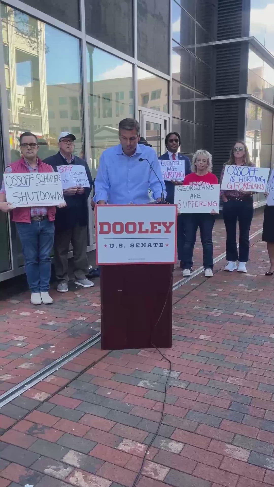 Derek Dooley Holds Press Conference in Front of Ossoff Atlanta Office