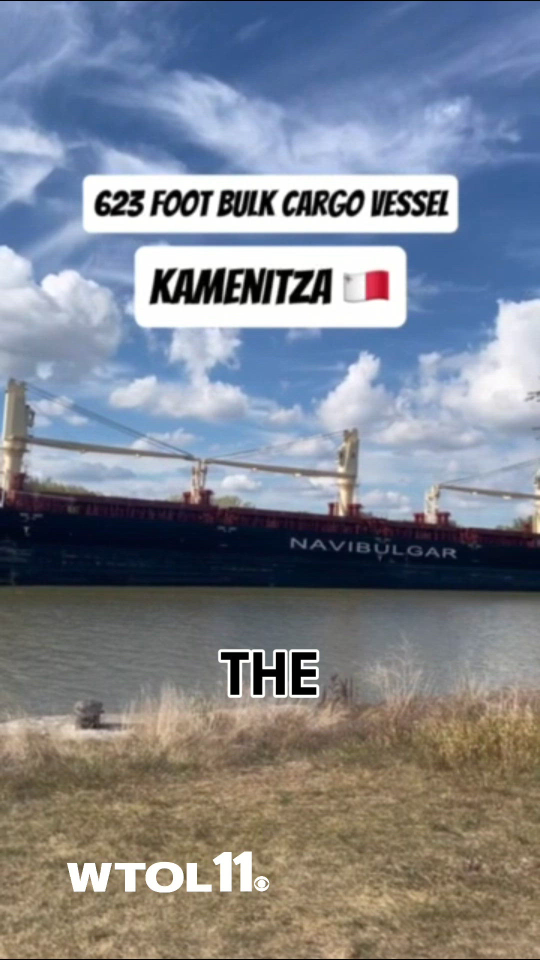 623-foot cargo ship sails on the Maumee River