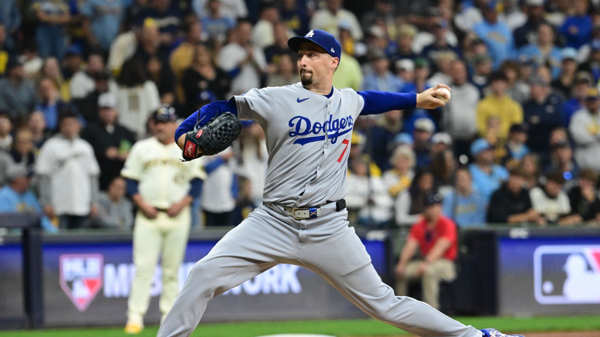 Snell spectacular and Dodgers barely hold on in 9th to beat Brewers 2-1 in NLCS opener