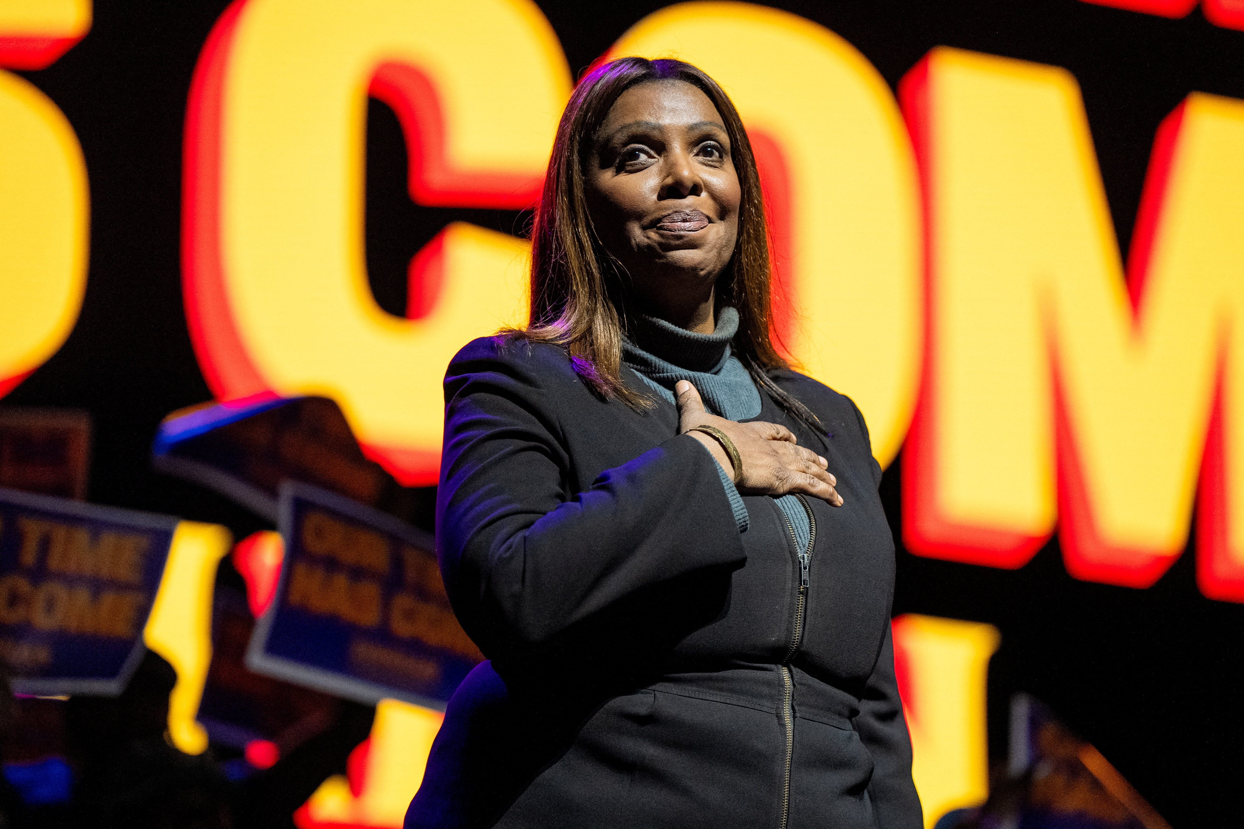 New York AG Letitia James gives spirited remarks in first appearance ...