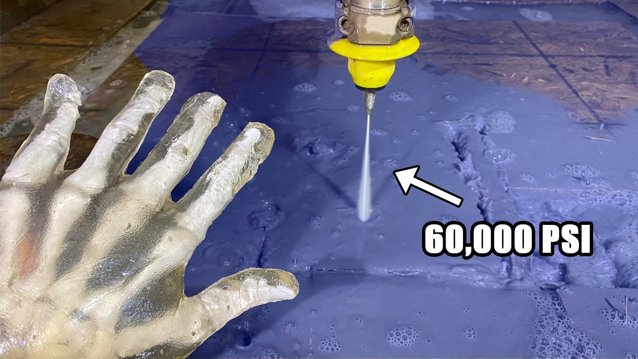 Watch this waterjet obliterate a dummy hand!