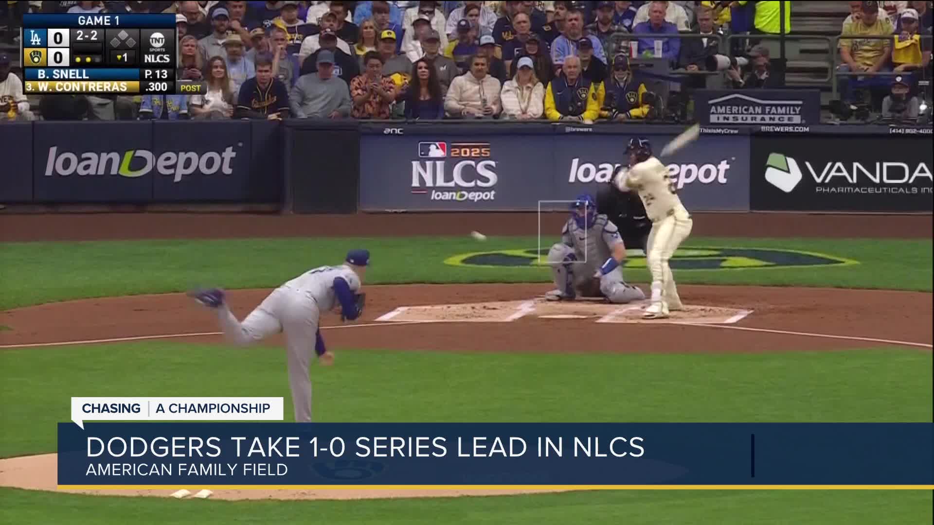 Dodgers barely hold on in 9th to beat Brewers 2-1 in NLCS opener