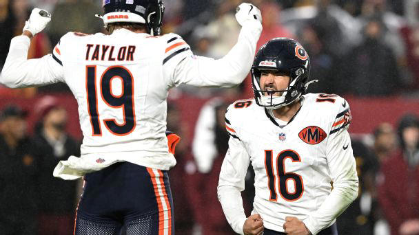 Bears' Jake Moody connects on late field goal to beat Commanders