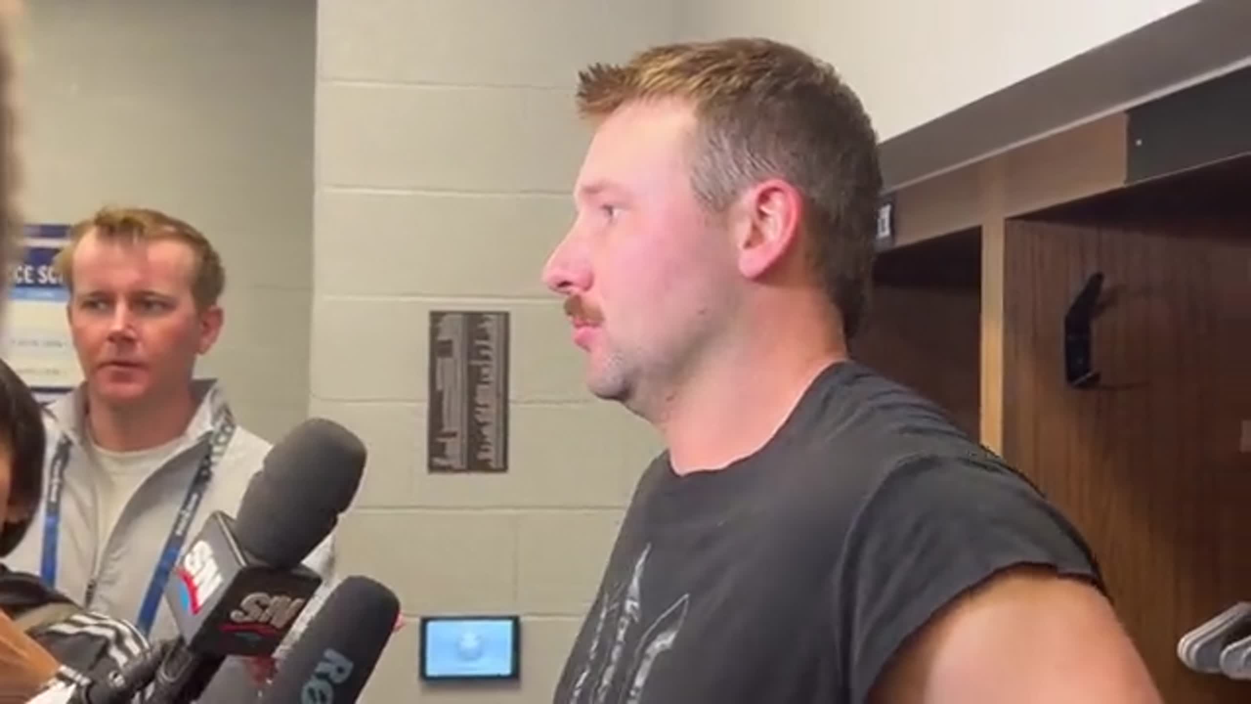 Cal Raleigh inside Mariners' clubhouse in Toronto after Game 2 win over ...