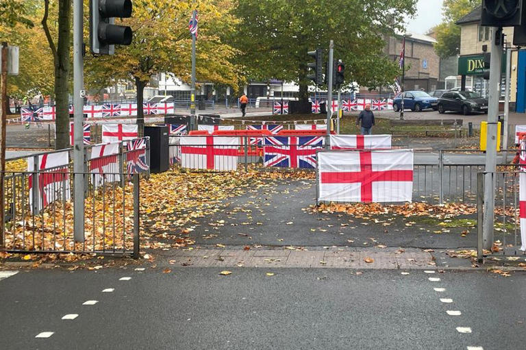 New display in Kingstanding Circle as flags pulled down in Harborne