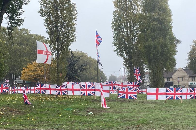 New display in Kingstanding Circle as flags pulled down in Harborne