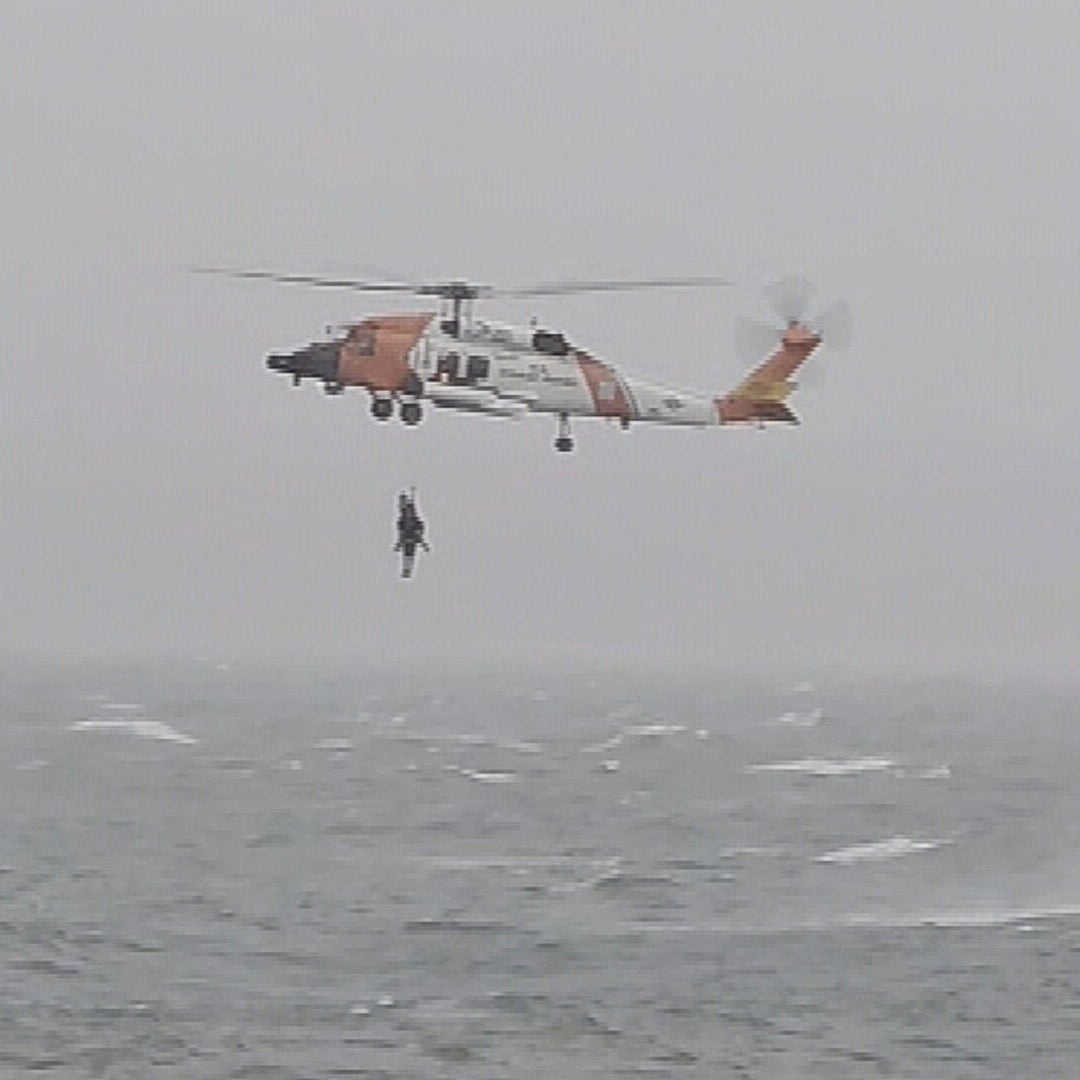Video shows Coast Guard rescue man off Cape Cod during nor'easter