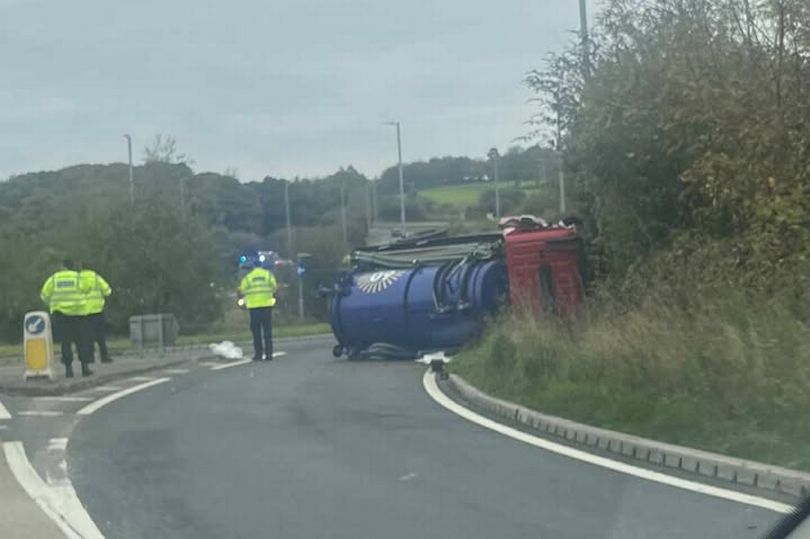 Tanker flips in A39 crash as drivers face huge delays
