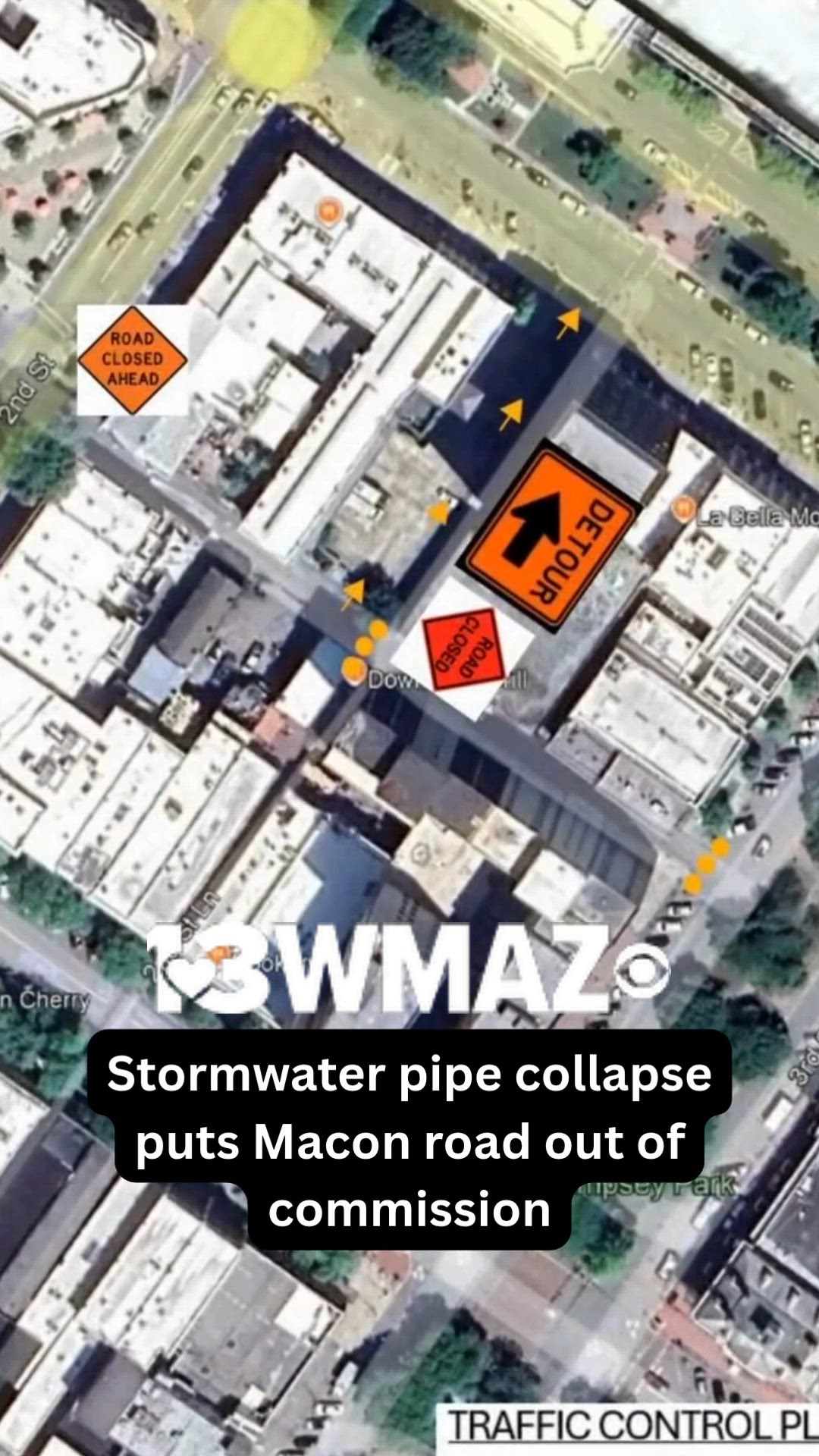 Stormwater pipe collapse puts Macon road out of commission