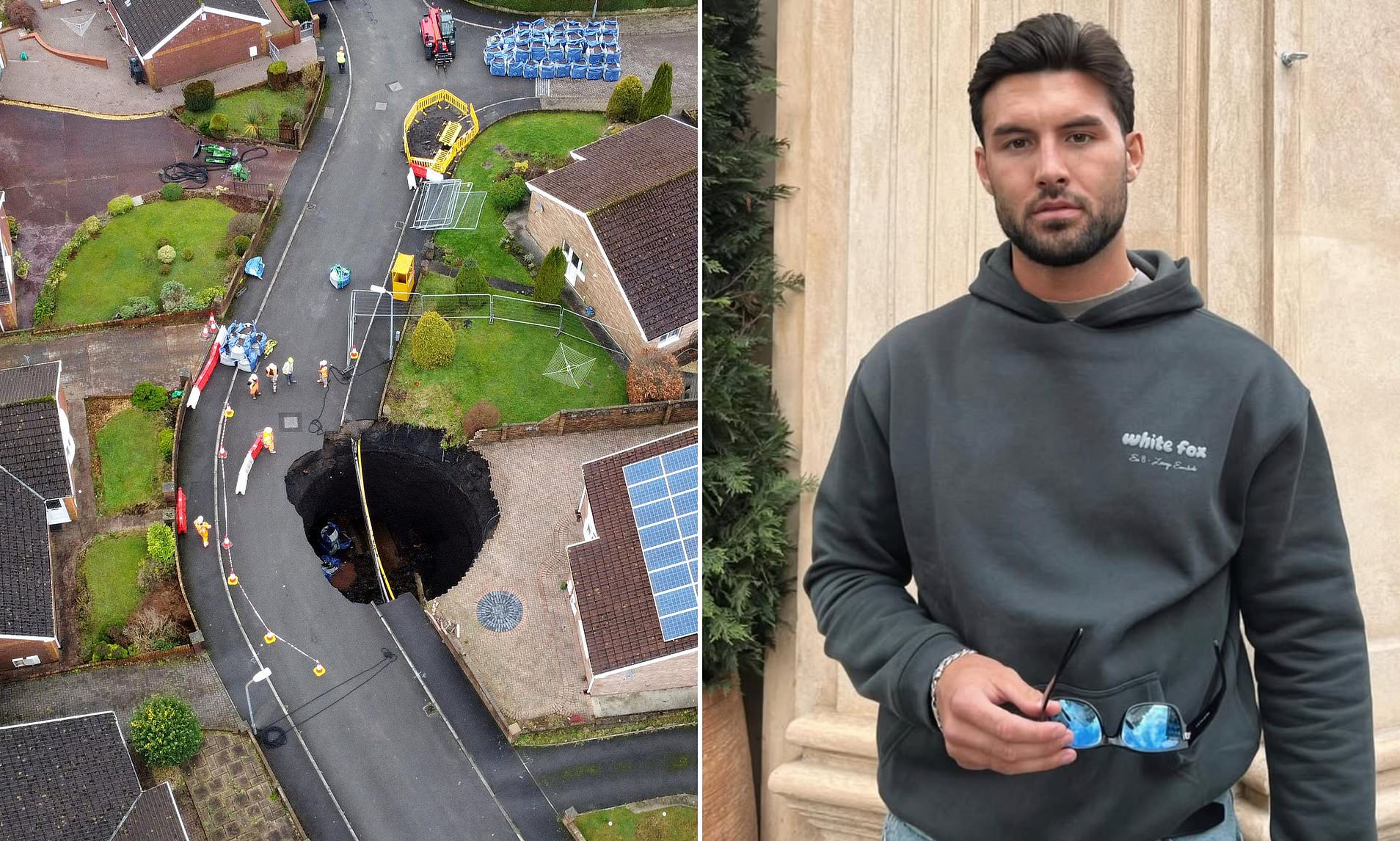 Giant 50ft-deep crater that swallowed up Love Island winner's driveway ...