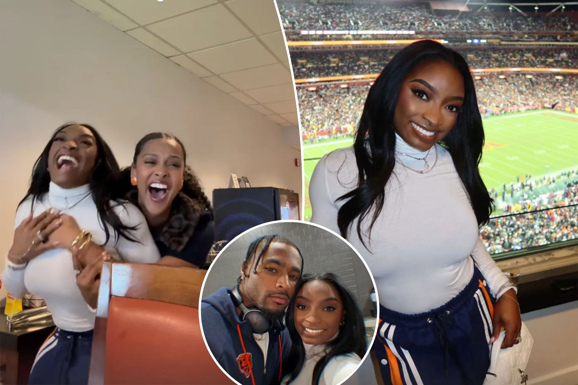 Simone Biles goes wild as husband’s Bears win in dramatic fashion