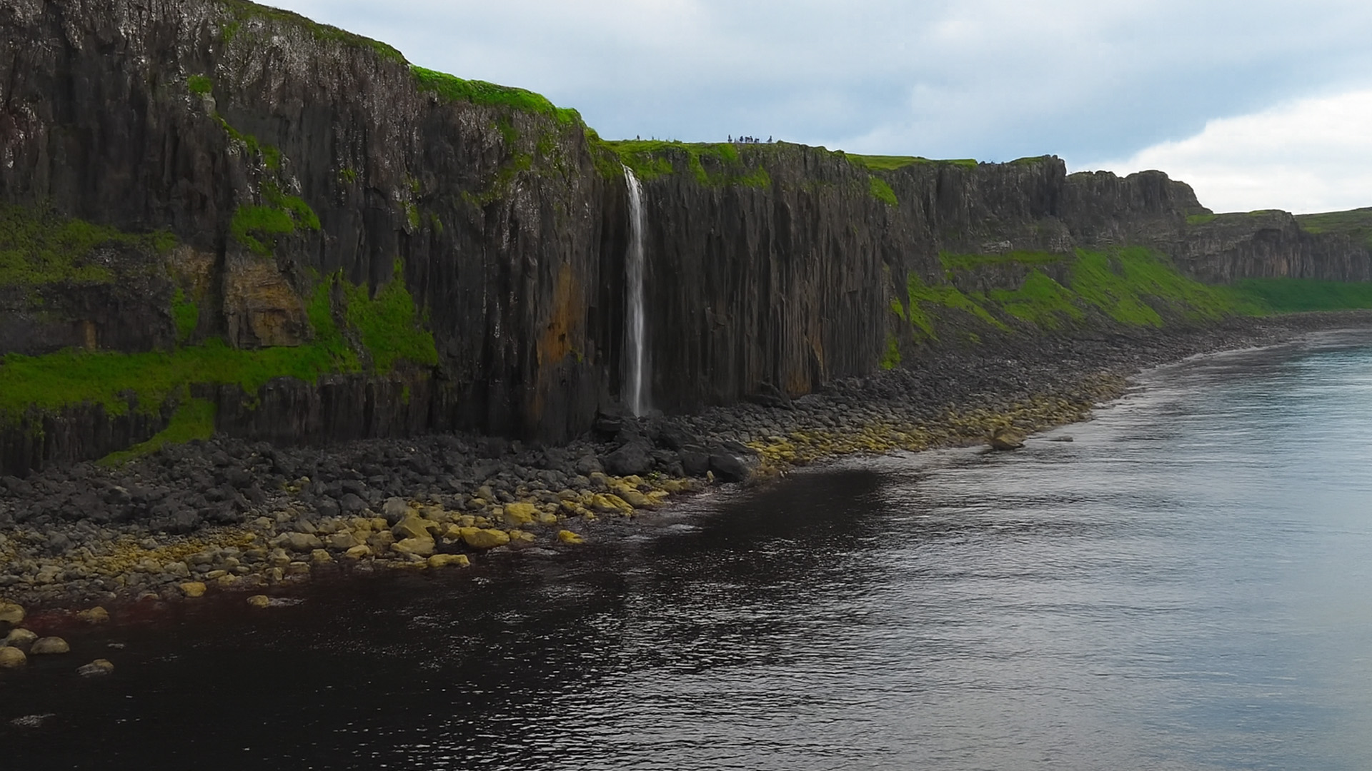 Scotland - Coastal Waterfall on Basalt Cliffs in 4K