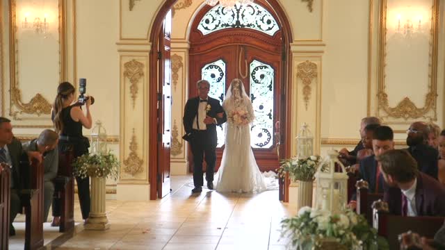 Mic Captures Dad's Wholesome Words Walking Daughter Down Aisle