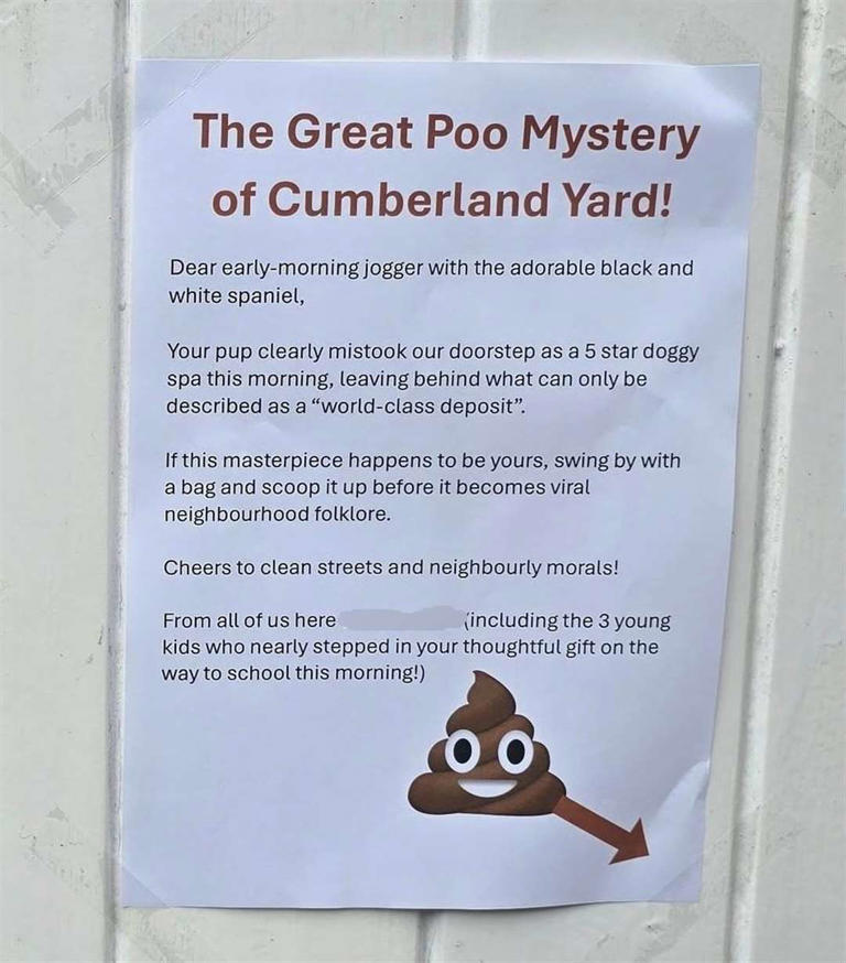 Spoof ‘Golden Turd Award’ for jogger after dog mess left in Tunbridge ...