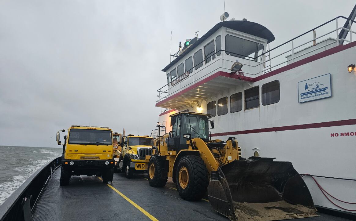 Ferries bring more equipment and crews to help Highway 12 clean-up on Ocracoke