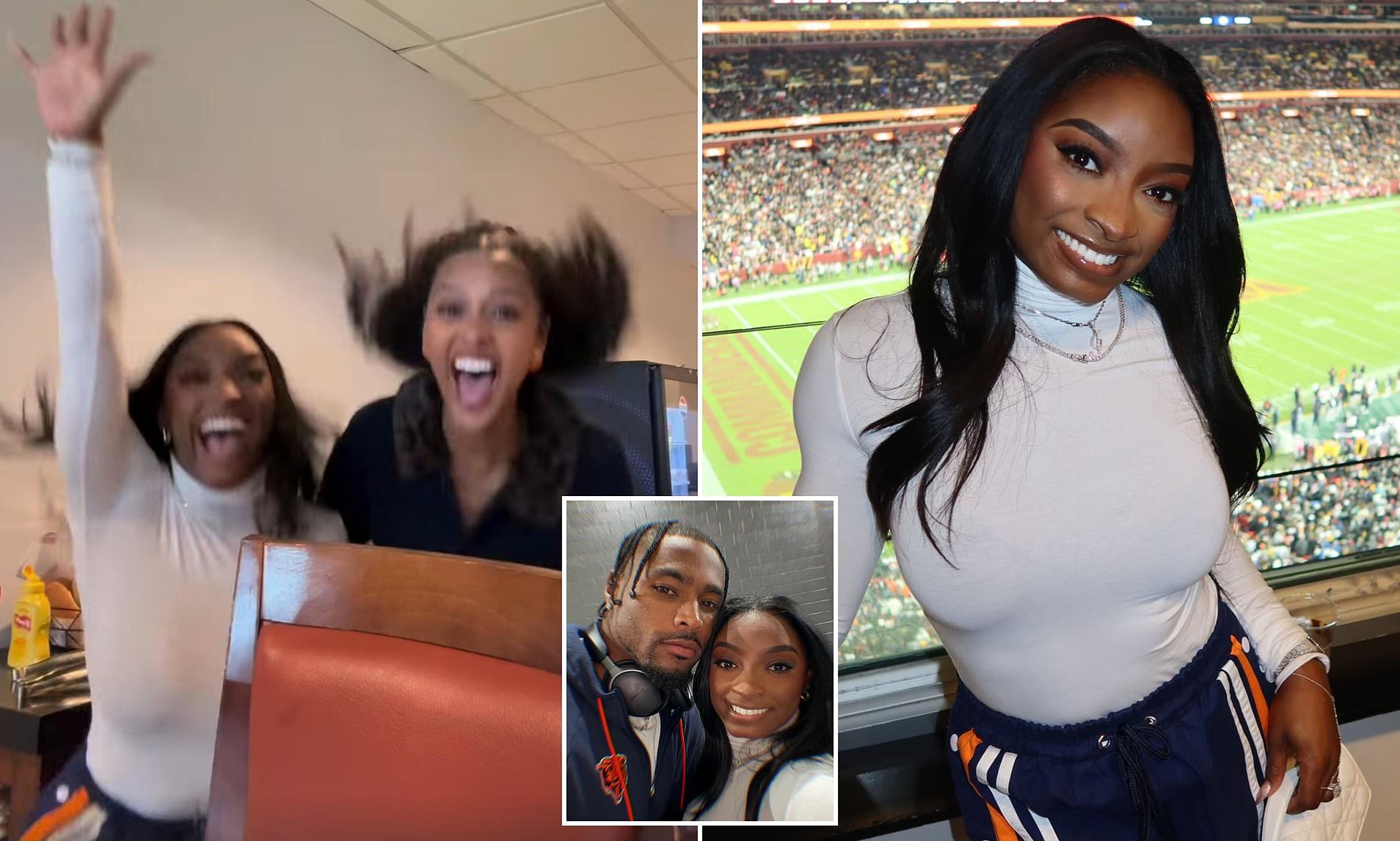 Simone Biles goes insane over NFL husband Jonathan Owens and Chicago ...