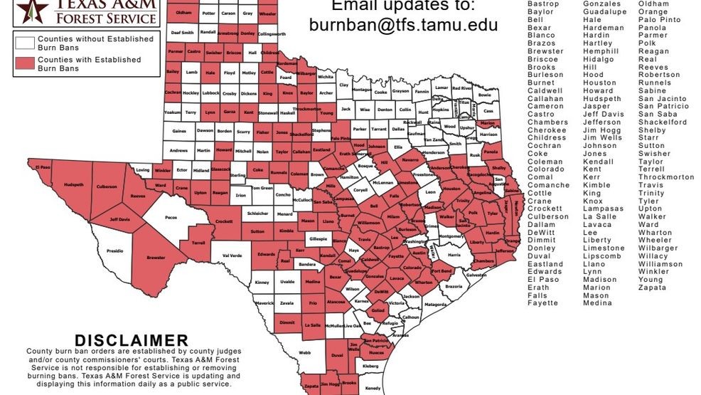 Burn Bans in effect across much of Southeast Texas