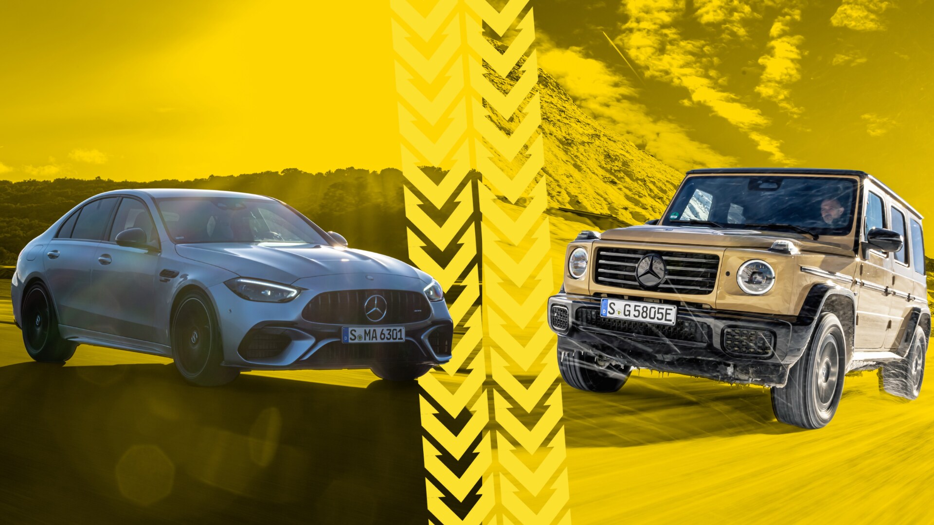 Mercedes AMG C63 S E vs G580 EQ, speed meets off-road power