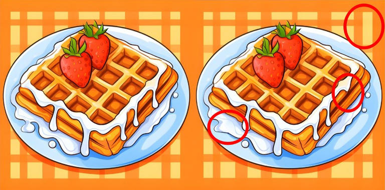 Spot the Differences Between Strawberry Waffles in 29 Seconds!