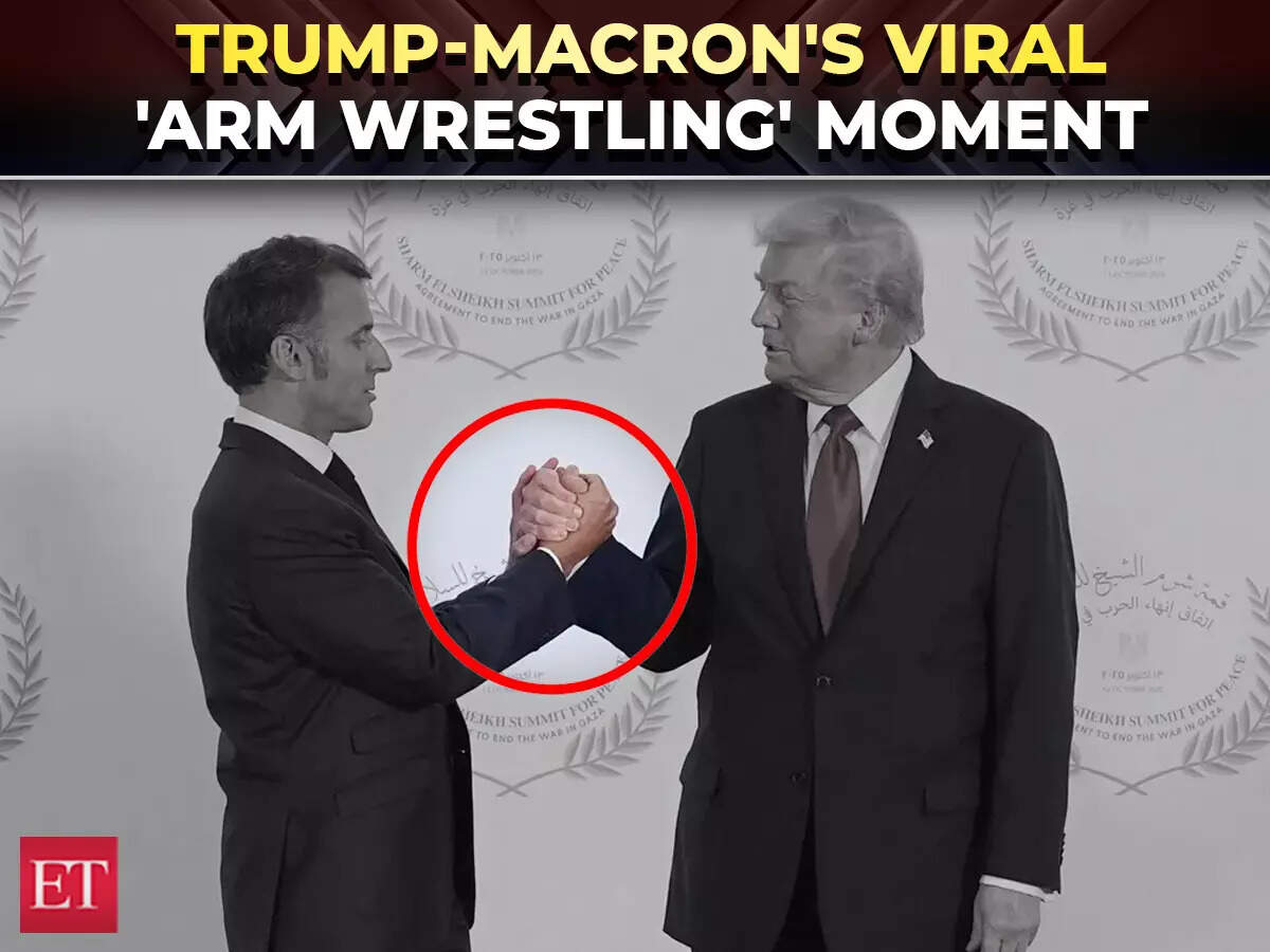 ‘You hurt me!': Trump-Macron viral ‘arm wrestling’ handshake at Gaza ...