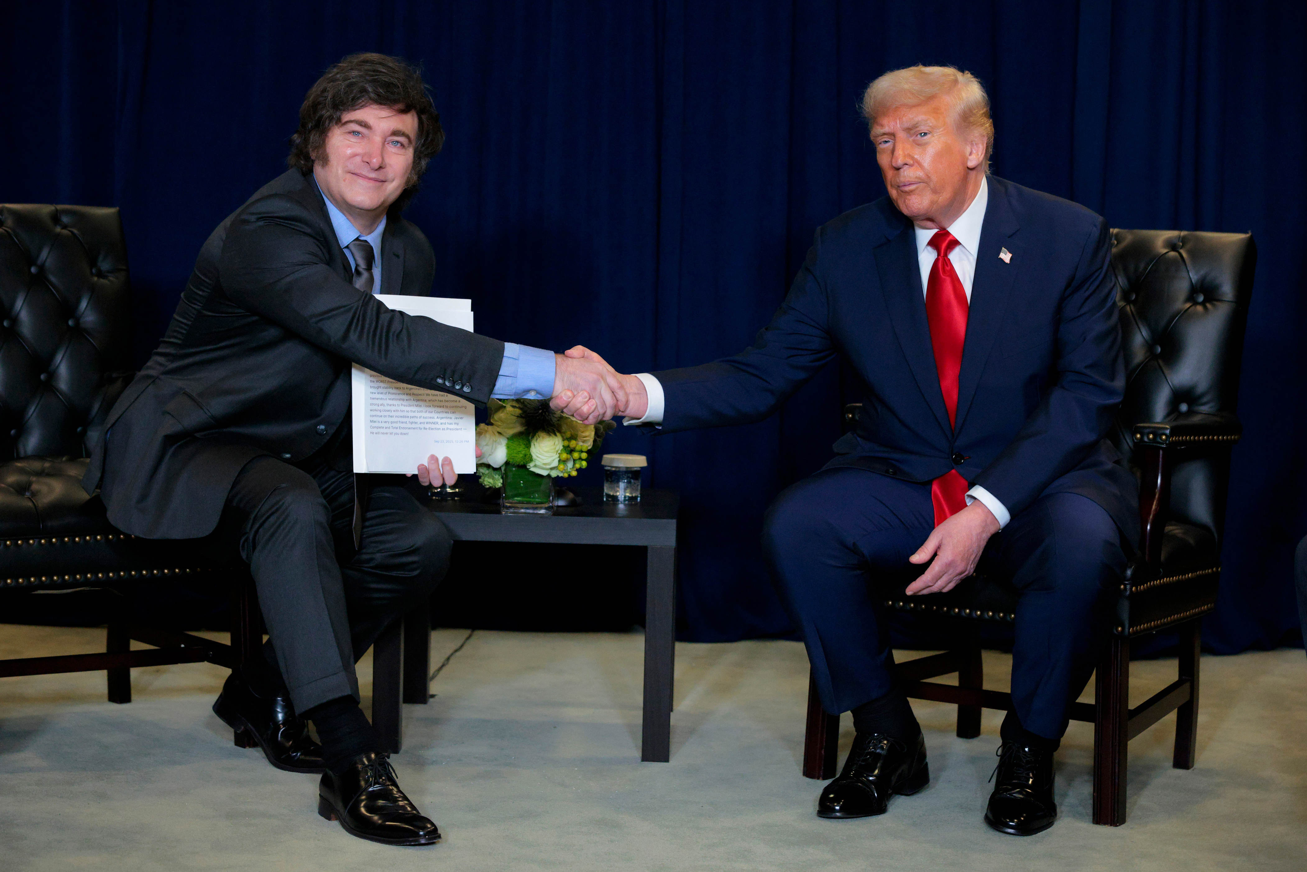 Donald Trump meets with Javier Milei as anger grows over Argentina bailout