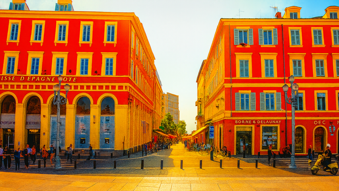 Nice City Center Walk – Historic Square & Water Mirror
