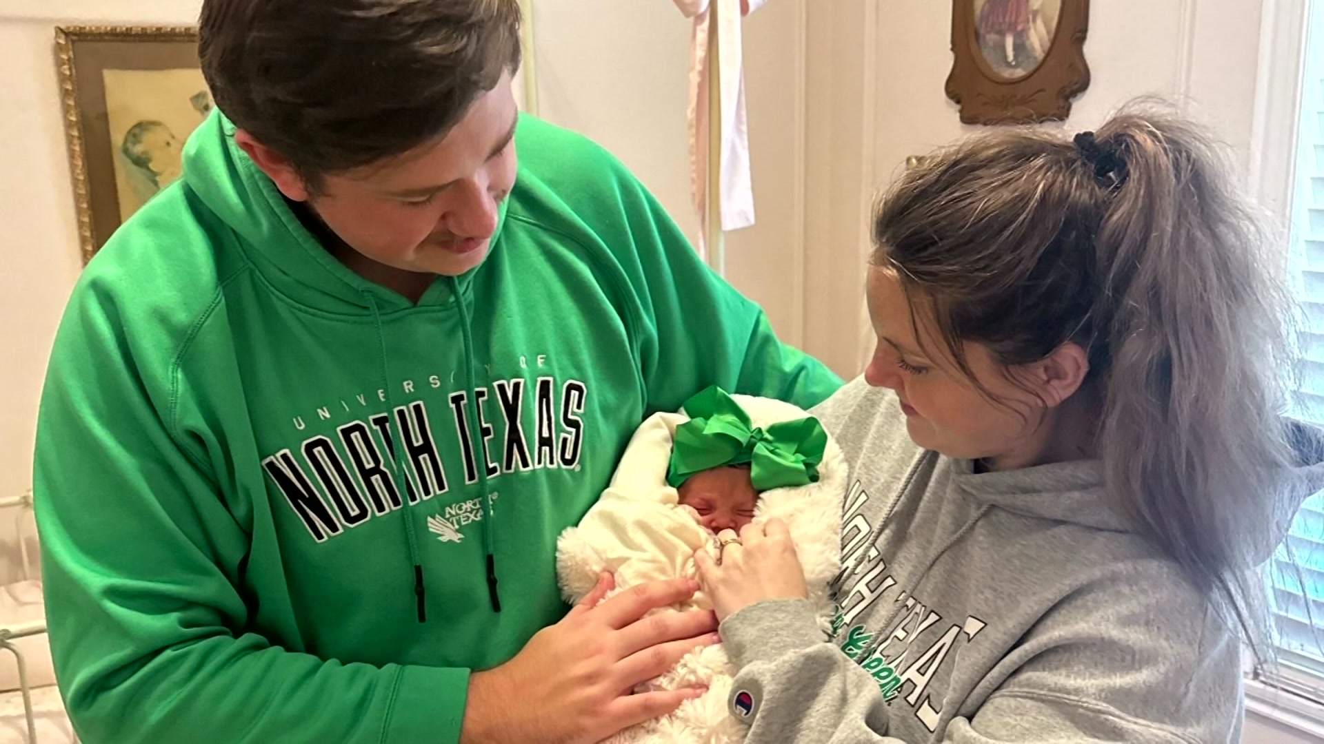 Couple misses sold out UNT game when baby makes early surprise entrance