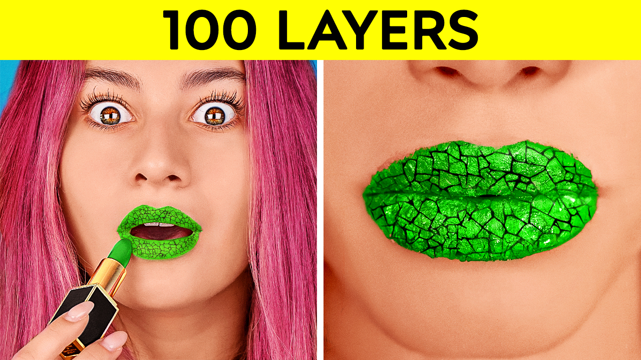 Extreme 100 Layers Challenge: Makeup, Nails, and More!