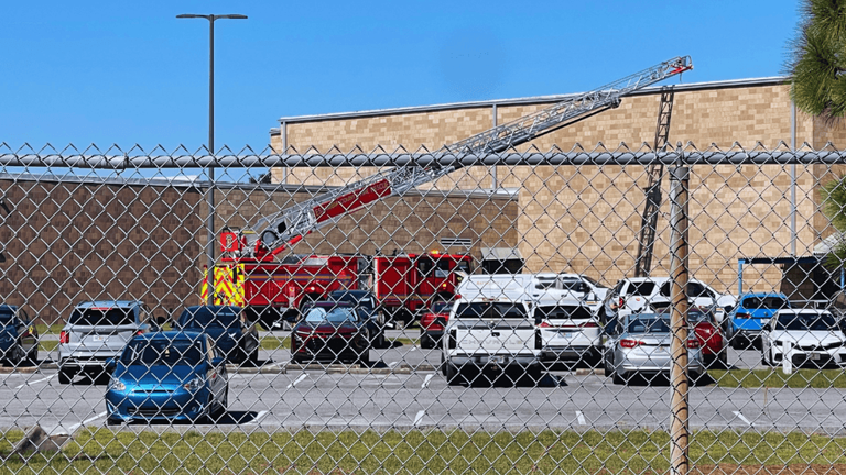 Fire crews tackle 'high life hazard fire' at Pine Forest High School