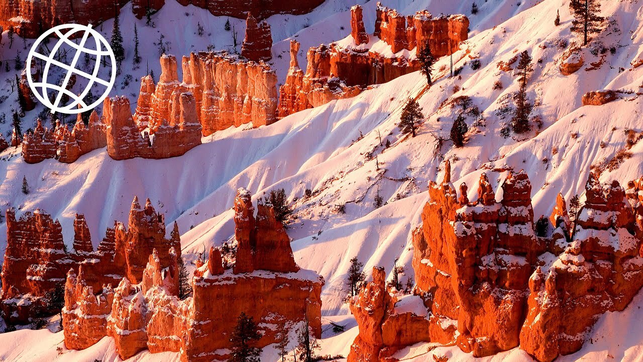 Národní park Bryce Canyon ve sněhu, Utah, USA [Úžasná místa 4K]