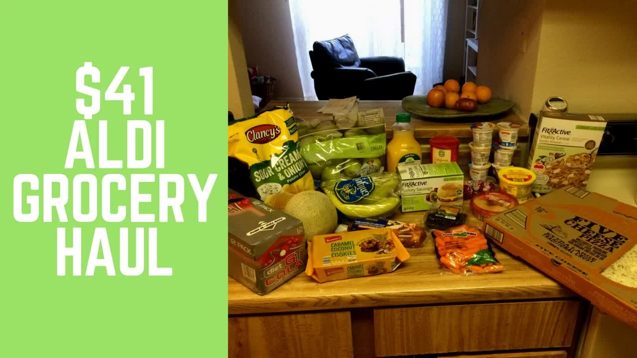 Aldi grocery haul plus budget patio chair