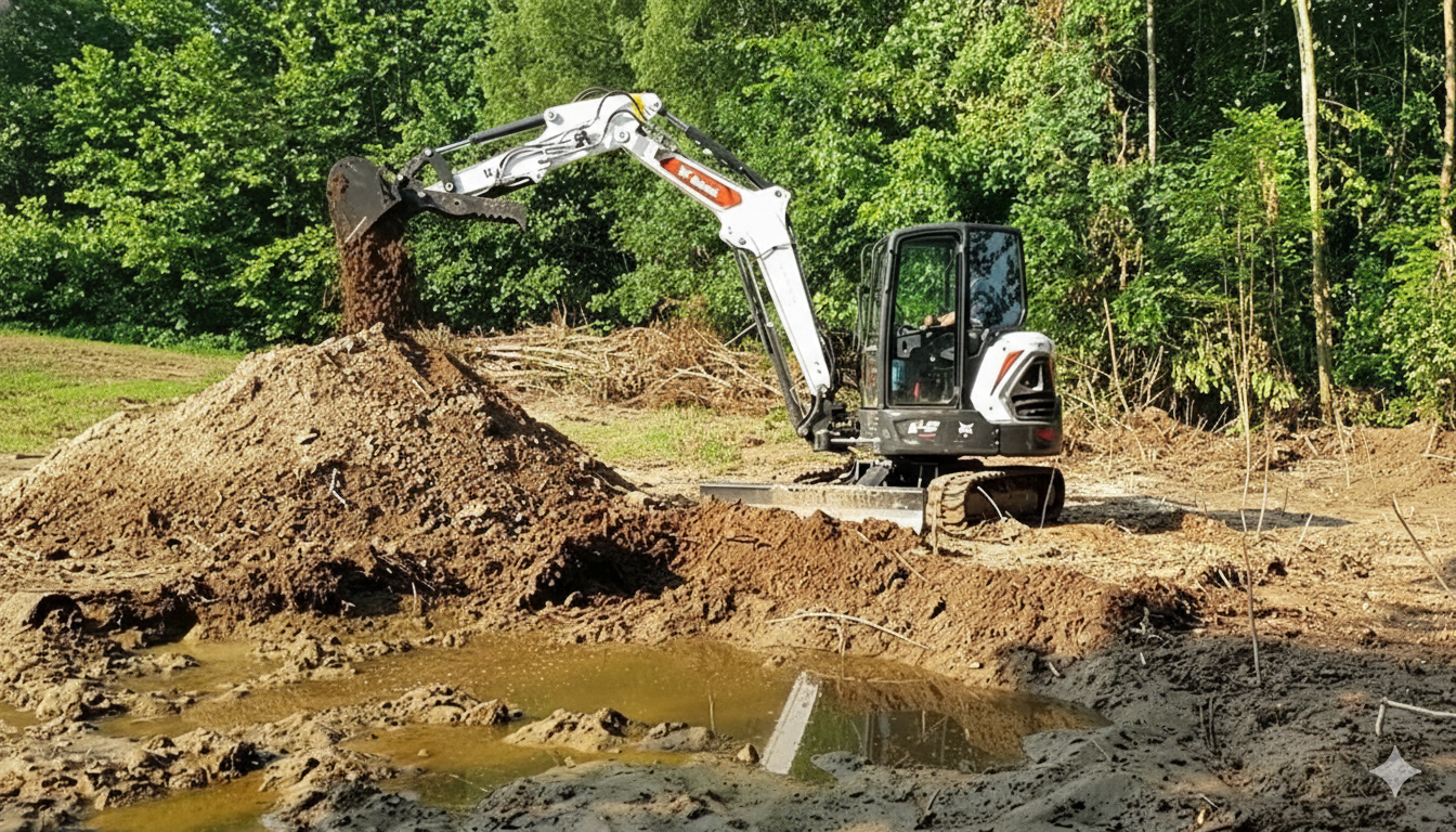 Digging My Biggest Pond Ever with the 36” Godzilla Bucket – Bobcat E42 ...