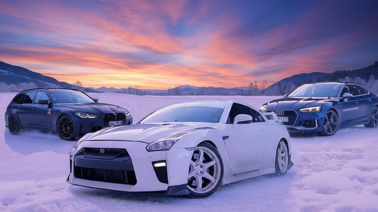 Audi RS5 vs BMW M3 vs Nissan GTR – AWD Performance on Ice