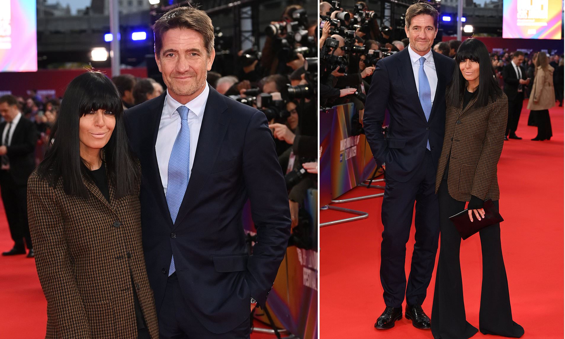 Claudia Winkleman poses on the red carpet with her rarely-seen husband ...
