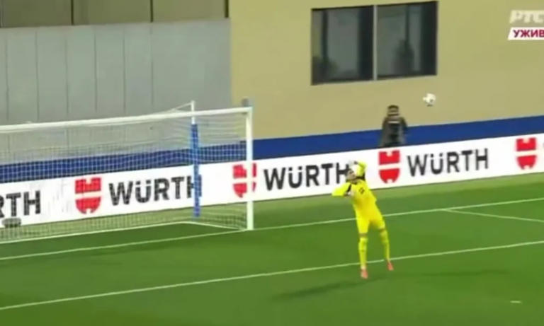 Premier League goalkeeper left stunned after being undone by halfway line lob against Andorra