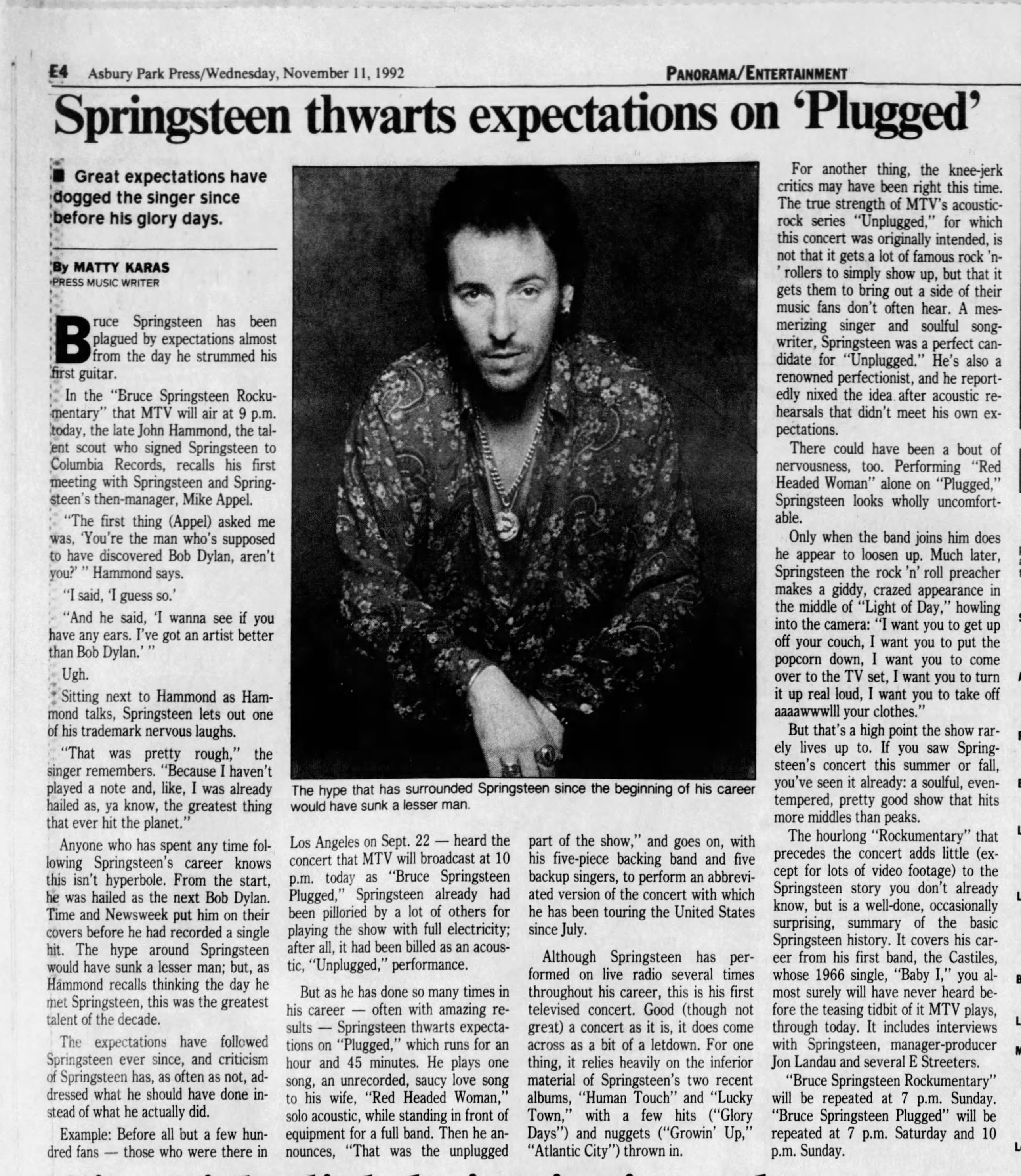 Bruce Springsteen thwarts expectations on 'Plugged' (1992)