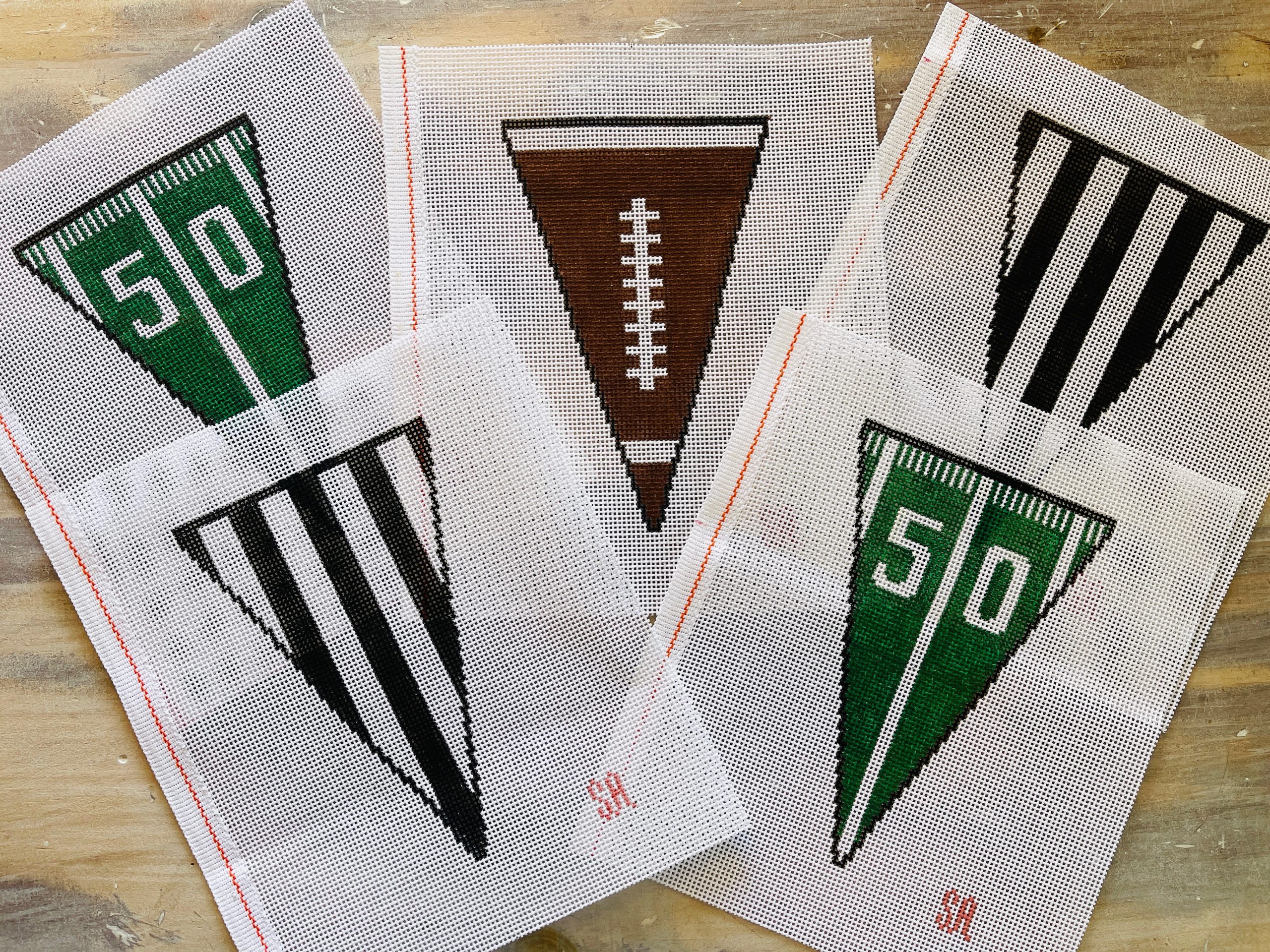 The Kickoff Collection: Football Needlepoint Banner