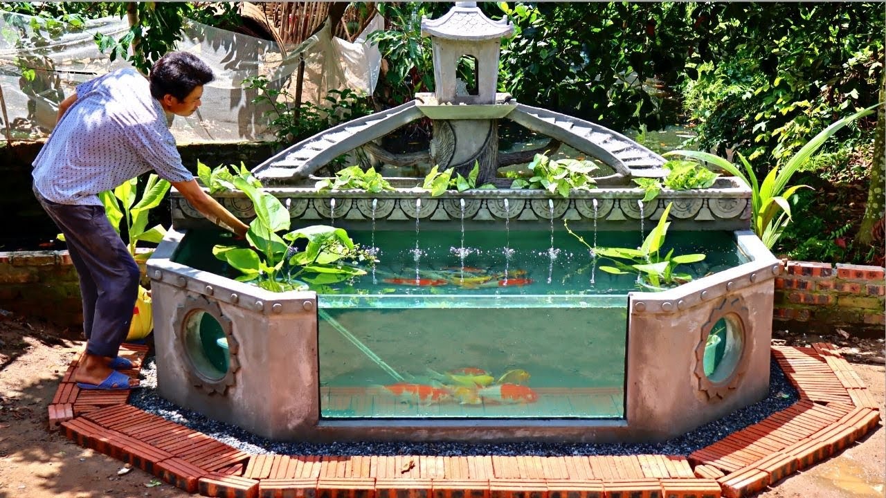 Transform your garden: Outdoor water fountain & aquarium build