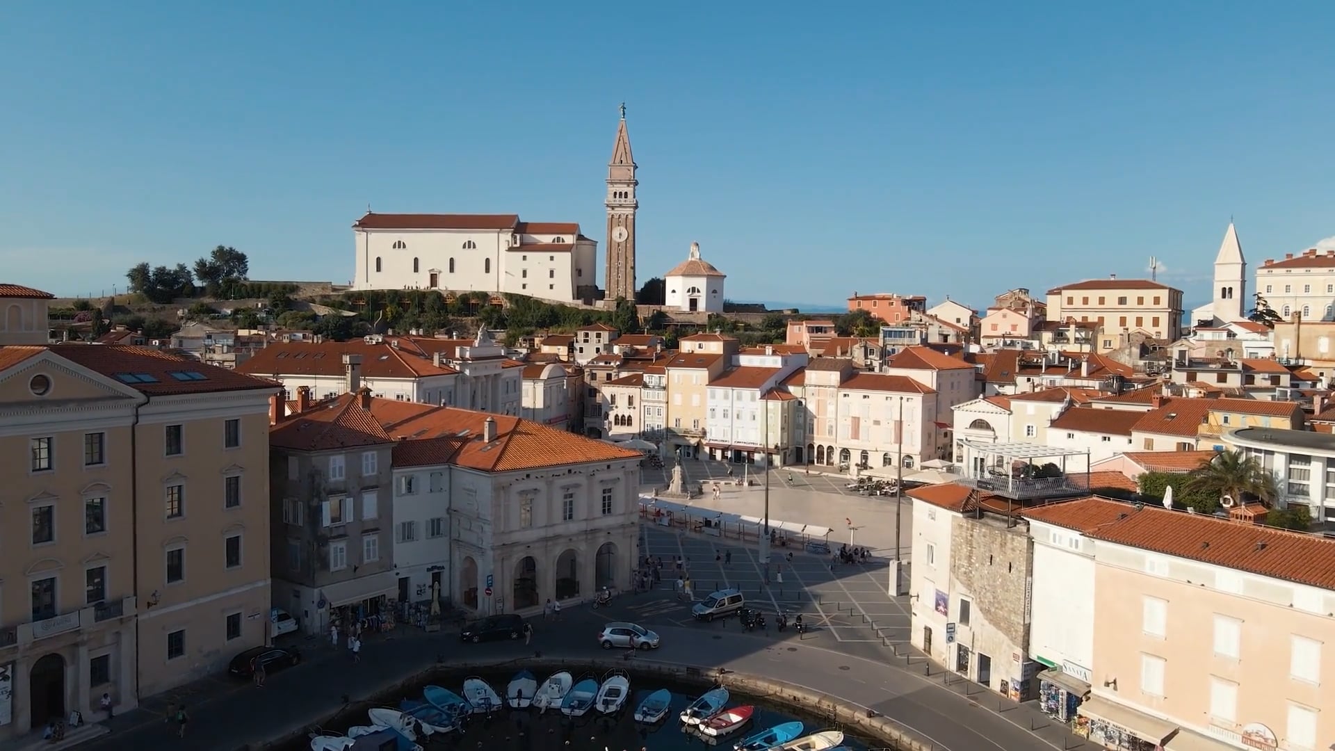 Drone Flight Over Piran: Slovenia's Resort City on the Adriatic Coast