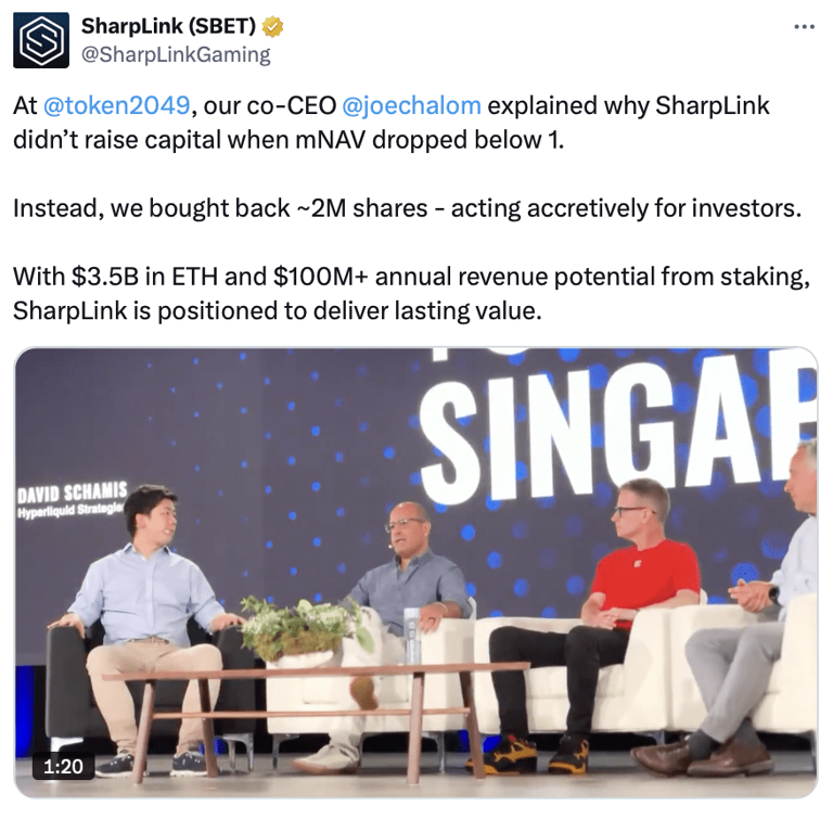 Sharplink exec shocked by level of BTC and ETH ETF hodling: Joseph Chalom