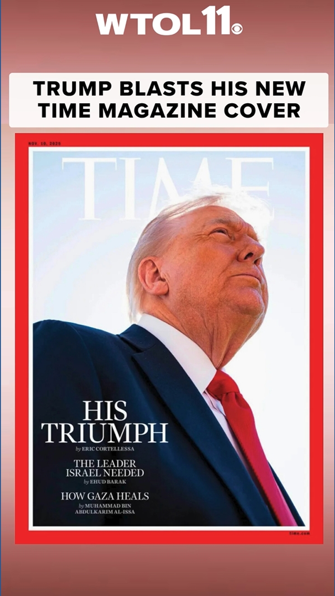 Trump blasts his feature photo in Time Magazine cover