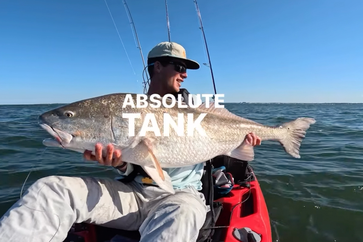 Kayak Angler Scores Monster Bridge Redfish (Video)