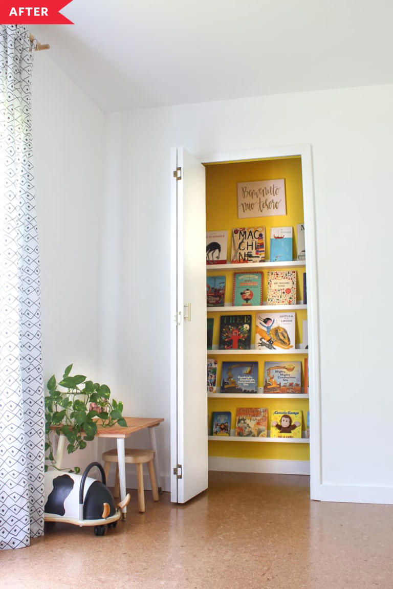 Before and After: A Cramped Kid's Closet Becomes a Colorful Book Nook ...